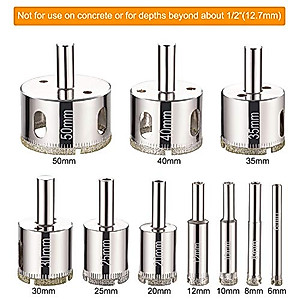 THINKWORK Diamond Drill Bits, Hollow Drill Hole Saw Set, 10-Piece Tile Opener with Hole Saw Guidance Fixture, Suitable for Ceramic, Glass, Tile, Porcelain, Marble