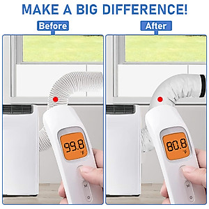 Angooni Portable ac Hose Cover - 59” Flexible and Thick Air Conditioner Hose Cover Wrap with No Leaks, Portable ac Hose Insulation for Hoses Between 5" and 5.9" in Diameter, Light Gray