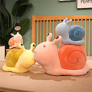 SEENEEY Cute Cartoon Snail Doll Plush Toy Children's Birthday Gift Big Snail Pillow Doll, Yellow, 11.8 Inches.