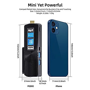 MeLE PCG02 Fanless Mini PC Stick Desktop,J4125 8GB 256GB Windows 11 Pro 4K HDMI Portable Small Computer, Support Win10 pro PXE Unlocked Bios Gigabit Ethernet, Work on Media Industry IoT Office
