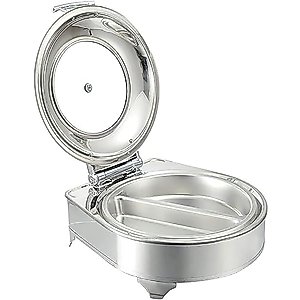 Electric Buffet Server,Food Warmer Tray, Adjustable Temperature, Portable Chafing Dish, Catering Buffet Serving Tray,Stainless Steel Material, 1 Slot, 2 Slots,Optional Singlegrid Round6L