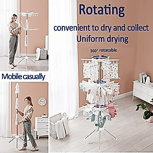 JERRY&RAIN Clothes Drying Rack Laundry Foldable - Floding Clothing Dryer Removable 24 Clips 32 Hangers / 66" High White