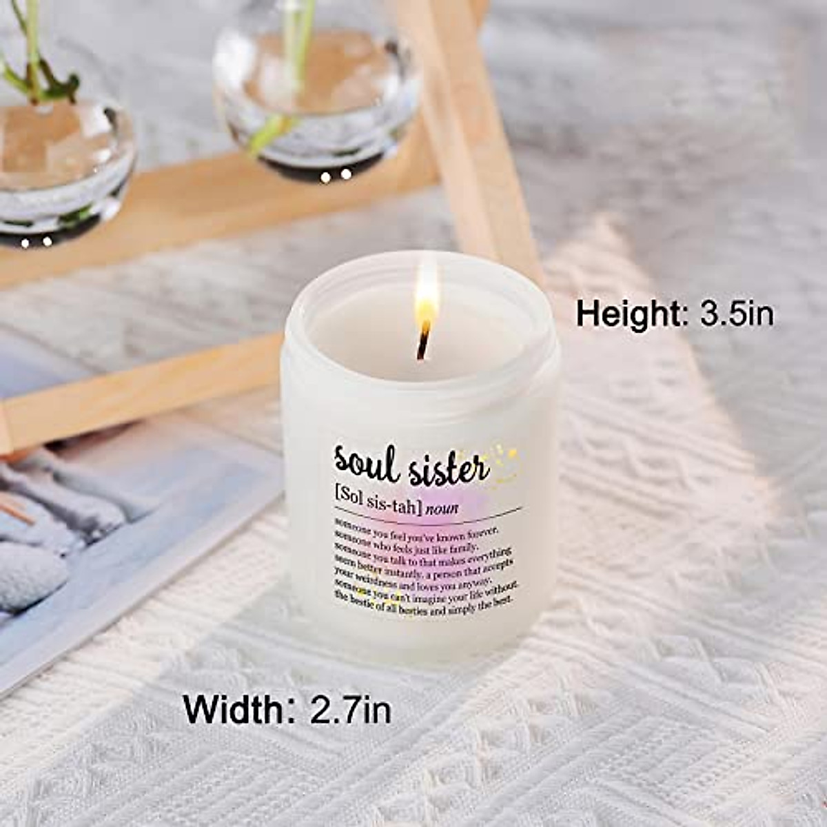 Soul Sister Gifts for Women Lavender Candle Gift to My Soul Sister Friend BFF Colleague Mother's Day Valentine's Day Christmas Gifts for Co-Worker Boss Scented Candle