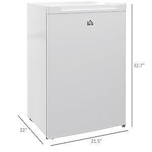 HOMCOM Mini Freezer Countertop, 3 Cu.Ft Compact Upright Freezer with Removable Shelves, Reversible Door for Home, Dorm, Apartment and Office, White