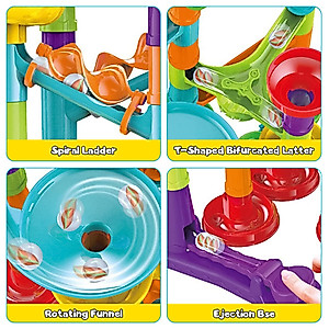 Marble Run for Kids Ages 4-8 - Maze Game DIY Educational Playset Birthday Gift for Ages 3+,Track Pipe Building Blocks Glass Marbles for Kids Birth Day Preschool, Toys for 3 Year Old Boys Christmas