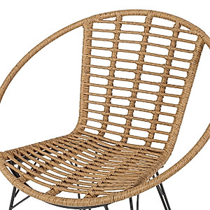 GDFStudio Outdoor Wicker Dining Chairs (Set of 2), Light Brown and Black