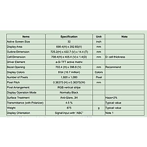 SANZAMELIN 32 inch 1920 x 1080 TFT LCD Module Screen with LVDS Interface Display and IPS Viewing Angle Panel