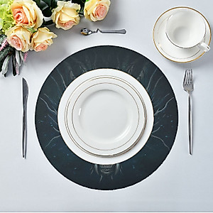 Kigai Round Placemats for Dining Table Set of 4, Grey Dragon Non-Slip Washable Table Mats Kitchen Heat Resistant Place Mats for Outdoor Indoor Table Decoration