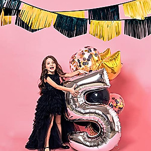 Black and Gold Tassel Banner Double Sided Metallic Fabric Pennant Bunting Flag Garland for Graduation Anniversary Bachelorette Birthday Engagement Wedding Bridal Shower Hen Party Decorations Supplies