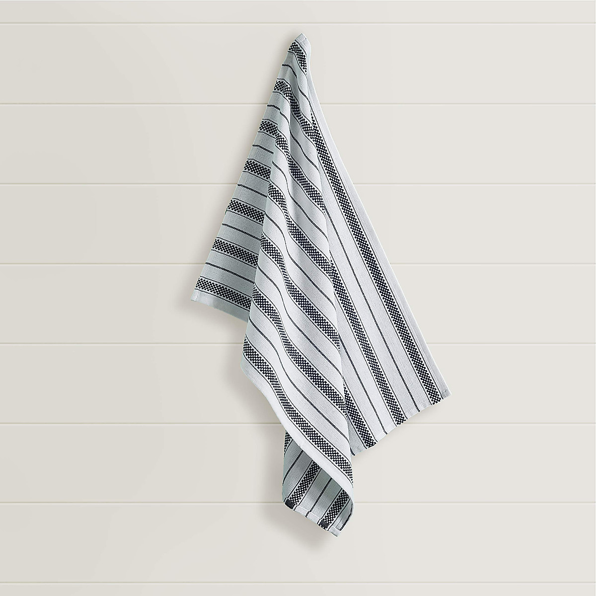 Casa De Lan Premium Kitchen Towels Pack of 6 - Dish Wipes for Kitchen - Chain Stripe Towels - Tea Towels for Kitchen - Hand Cloths - 100% Ring Spun Cotton - 20'' x 30'' - Black