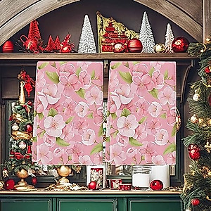 YOUNGKIDS Kitchen Towels Spring Peach Blossom Floral Absorbent Tea Towel Soft Hand Dish Towel Pink Reusable Washable Cleaning Cloth Hand Bath Towels for Bathroom Bar for Everyday Cooking (Pack of 2)