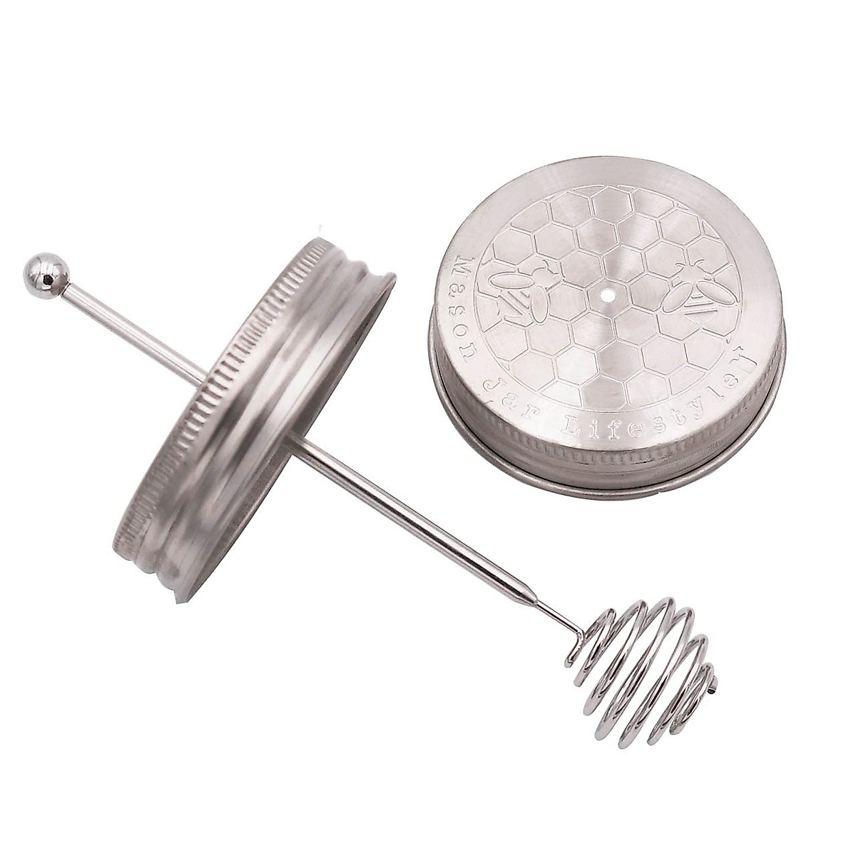 Stainless Steel Honey Dipper by Mason Jar Lifestyle (Regular Mouth)