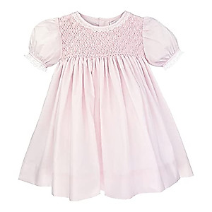 Petit Ami Baby Girls' Fully Smocked Dress with Lace Trim, 9 Months, Pink