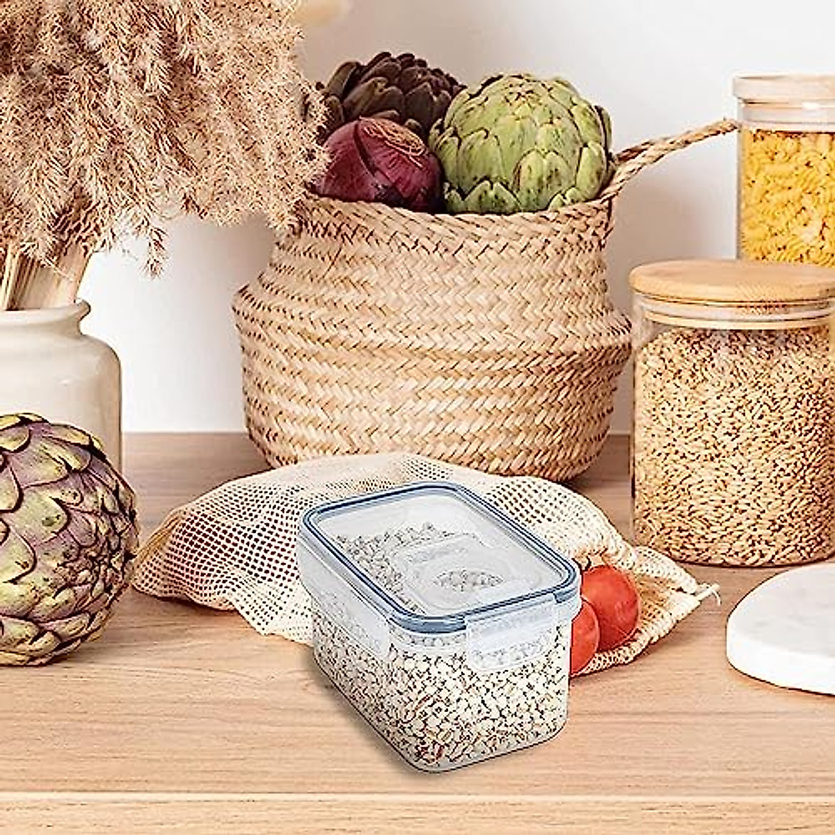 Kitchen Organizers and Storage, Single Clear Plastic Storage Containers with Lids Kitchen Airtight Jar, Sugar Flour Container Big and Small Food Bin for Kitchen Pantry Organizers and Storage (2000ML)