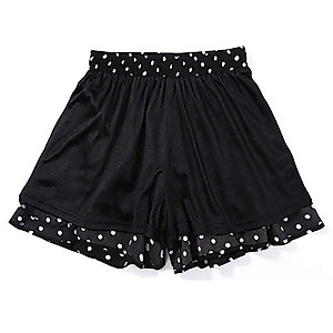 Fuwenni Women's Summer Casual Comfy Culottes Shorts Elastic Waist Wide Leg Beach Shorts with Pockets Black XXL/US 16