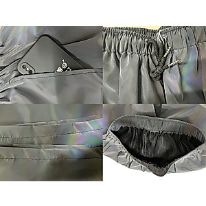 LZLRUN Rainbow Reflective Shorts Pants Men Fluorescent Trousers Casual Night Jogger (XL, Shorts)