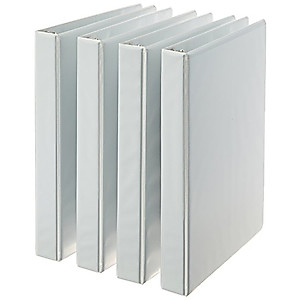 Amazon Basics 3-Ring Binder, 1-Inch - White, 4-Pack