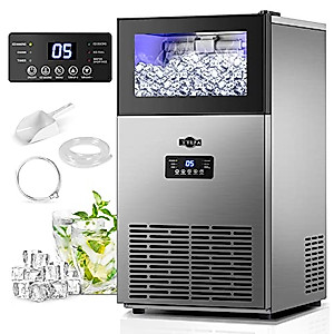 Commercial Ice Maker 130 LBS/24H, Upgraded 15" Wide Under Counter Ice Maker with 35LBS Ice Capacity, Commercial Ice Machine Self Clean Stainless Steel Built-in or Freestanding Large Ice Machine
