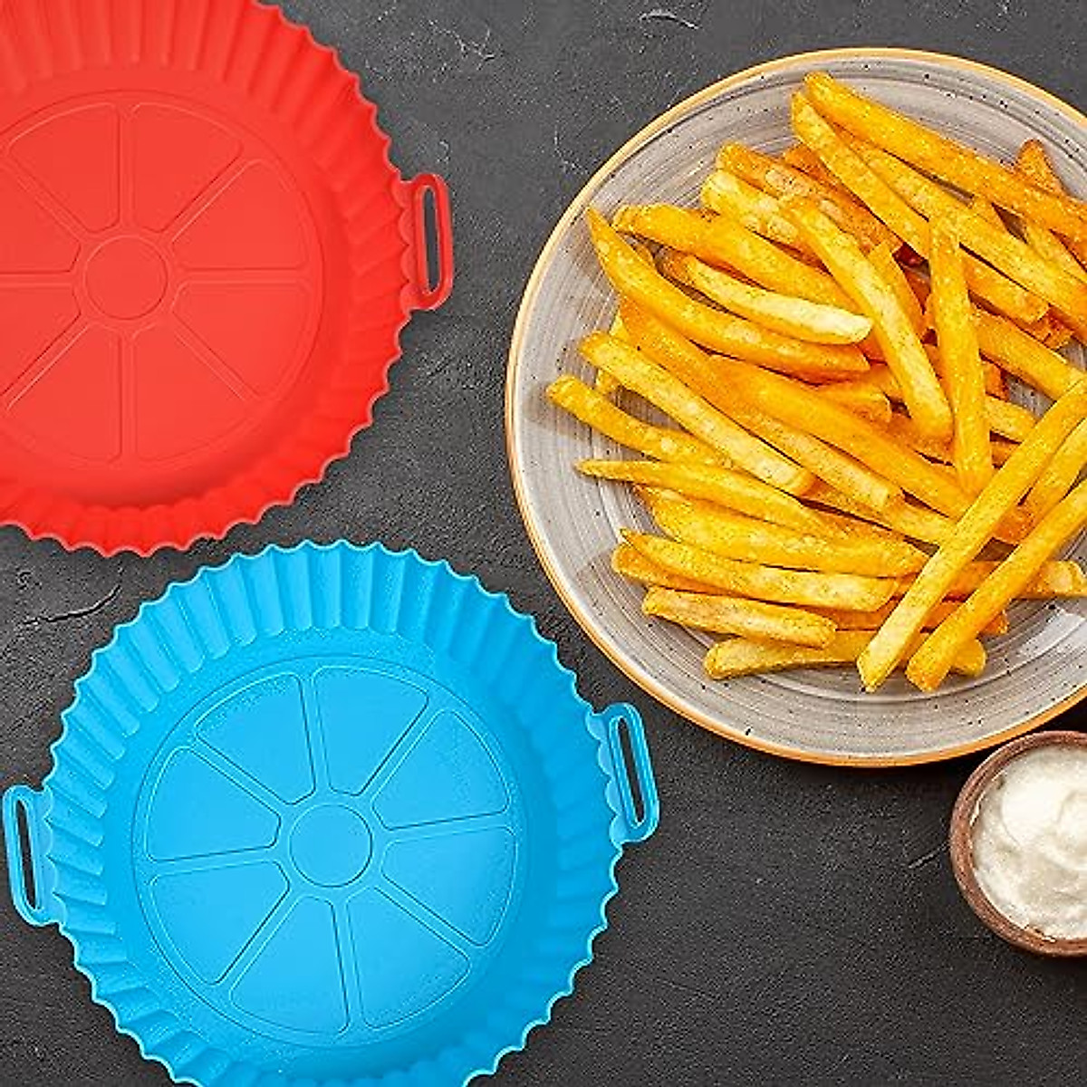Nuova Era 2-Pack Air Fryer Silicone Pot for 3 to 5 QT, Air Fryer Silicone Liners, Air Fryer Accessories, Reusable Silicone Bowl for Baking, Air Fryer Basket, Air Fryer Basket for Oven