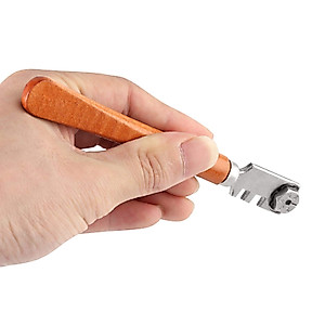 Wheel Glass Cutter,Professional Grade Glass Cutter Tool, Craft Cutting Kit with Wooden Handle,with 6 Cutting Blades,for Glass Bottles,Mirrors,Window Panes,Ceramic Tile