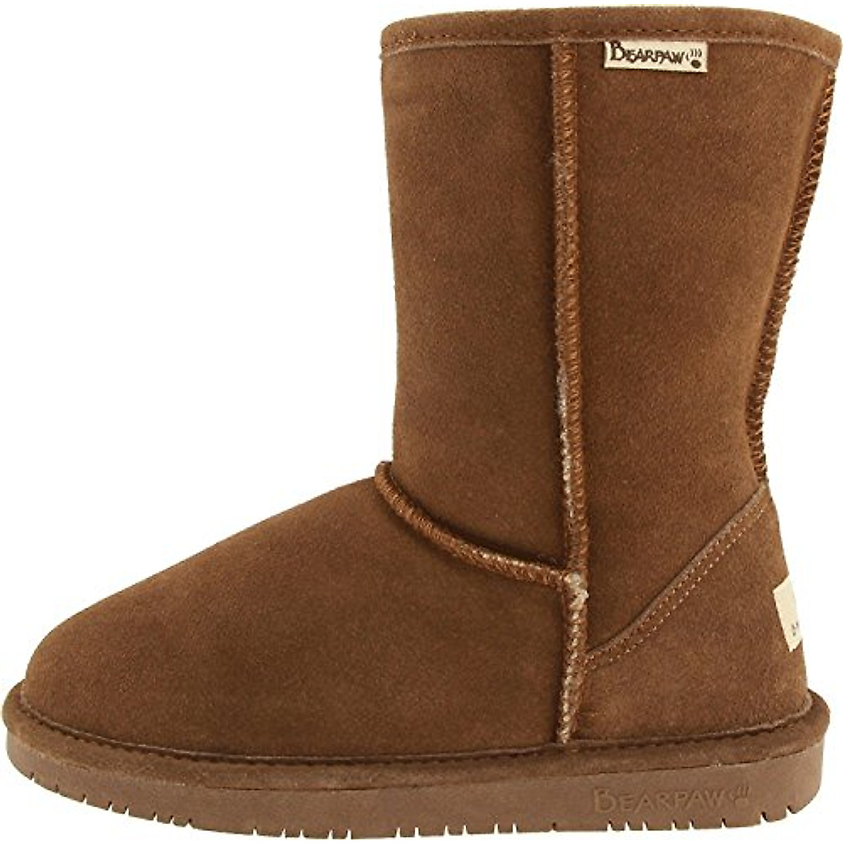 BEARPAW Women's Wide Calf Emma Short Boot, Hickory, 10 W US