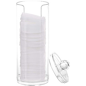 Tecbeauty Cotton Pad Holder Makeup Pads Cotton Swab Dispenser for Bathroom Storage,Clear, Acrylic, 2.9x7.5 inch