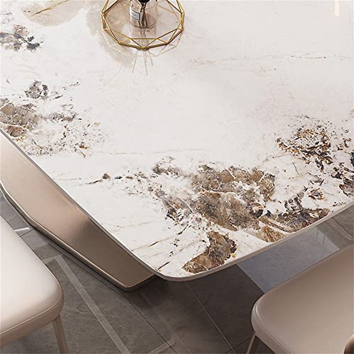 LITFAD Modern Rectangle Dining Table Set 7 Pieces Home Furniture Dinette Table Set with Metal Base Kitchen Table Set Restaurant Table and Chairs Set of 6-7 Pieces: Table with 6 Chairs