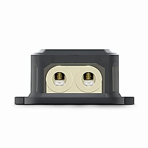 DS18 DB1020 Distribution Ground Block - 1 x 0GA in/ 2 x 0GA Out, Nickle Plated Internal Materials, High-Strength Heat Resistant Plastic Housing, Oversized Screws for Secure Connections (1 in 2 Out)