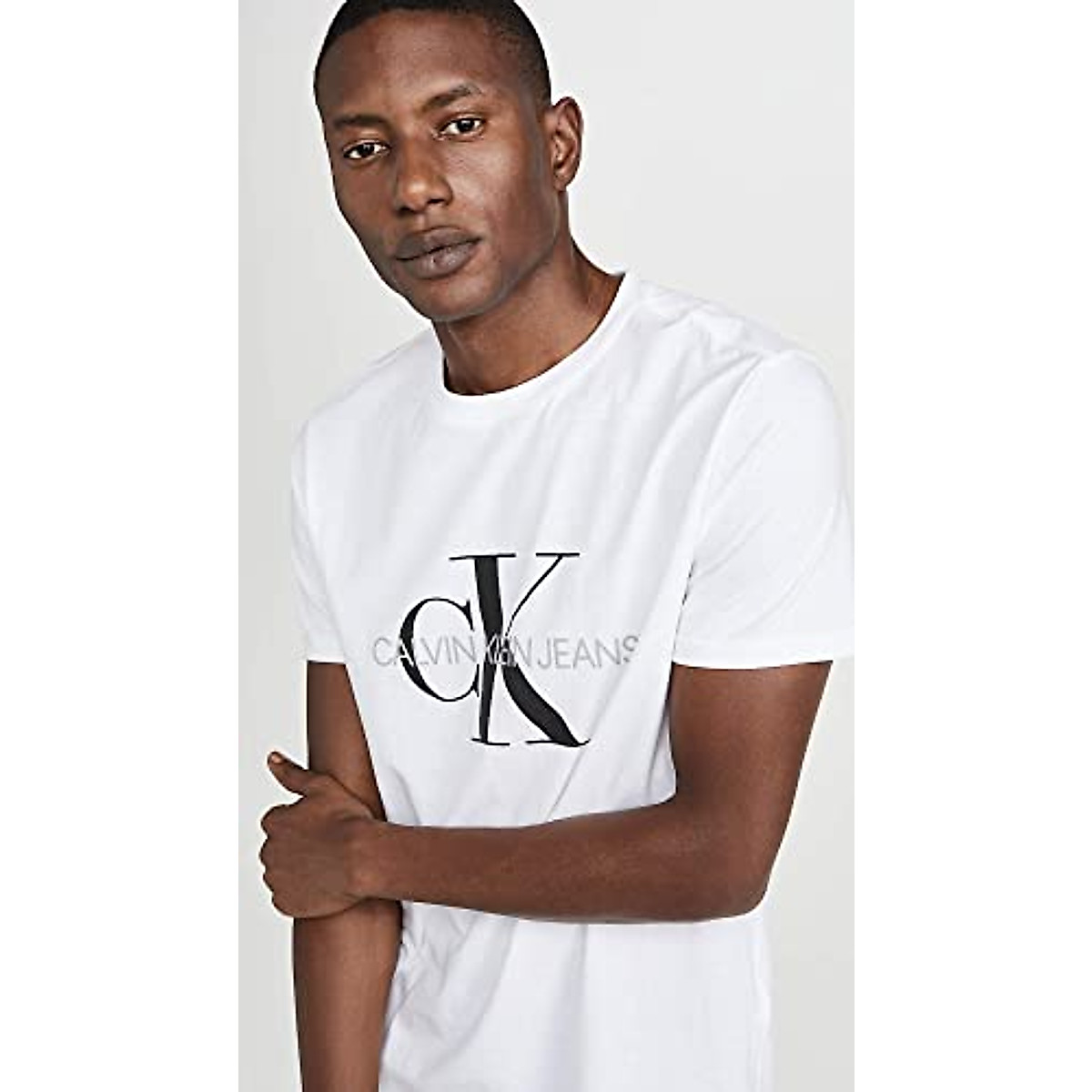 Calvin Klein Men's Short Sleeve Monogram Logo T-Shirt, Brilliant White Unbox, X-Large