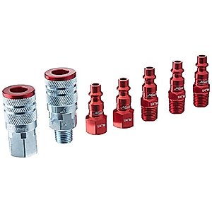 Milton ColorFit Coupler & Plug Kit - (M-Style, Red) - 1/4" NPT, (7-Piece)