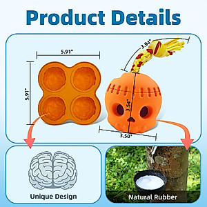 Kershyapet Frozen Dog Toy to Keep Them Busy, Dog Enrichment Toys for Large Dogs, Skull Treat Dispensing Dog Toys for Boredom, Anxiety Relief, Sturdy Safe, Easy Clean, Orange