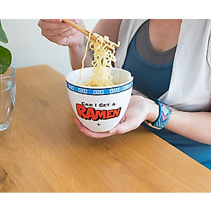 Bowl Bop Jesus Can I Get A Ramen? Japanese Ceramic Dinnerware Set | Includes 16-Ounce Ramen Noodle Bowl and Wooden Chopsticks | Asian Food Dish Set for Home & Kitchen | Funny Religious Gifts