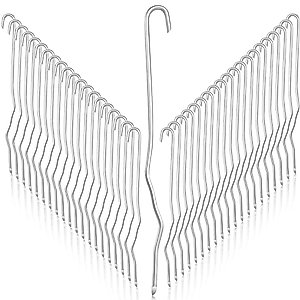 40 Pcs Kinked Ground Stake Metal Tent Stakes 12 Inch Curved Garden Stakes Dog Dig Proof Ground Stakes J Shape Fence Stakes Garden Edging Fence Hooks for Yard Landscape Garden Tent Camping Playground