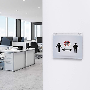 HIIMIEI Acrylic Wall Mount Sign Holder 8.5 x 11 Horizontal 12 Pack , Clear Paper Document Holder, Wall Mount Ad Frame with 3m Tape Adhesives & Screws for Office, Home, Store, Restaurant