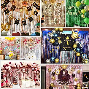 BRAVESHINE Rose Gold Glitter Tinsel Foil Fringe Curtains - 2Pcs 3.2x8.2ft Metallic Holiday Photo Booth Backdrop Party Supplies for Birthday Valentines Day Wedding Bridal Shower Bachelorette Engagement