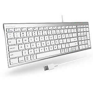 Macally Wired Keyboard for Mac, Compatible Apple Keyboard - Slim, Space-Saving Design USB Keyboard with Numeric Keypad - Budget-Friendly Laptop, MacBook Pro/Air, iMac Keyboard Replacement