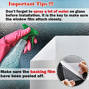 LONGYONG Window Privacy Film Frosted Glass Static Cling Window Film Non-Adhesive Frosted Window Film for Bathroom Home Office 17.5x79 Inches Pure