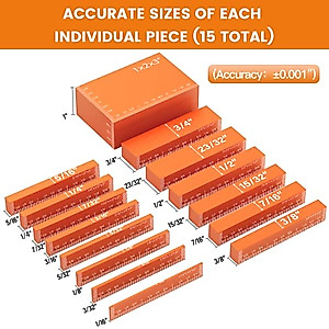 Neitra Setup Blocks Woodworking - 15 PCS Aluminum Height Gauge Blocks Set - Woodworking Measuring Tools Precision Setup Bars for Router and Table Saw