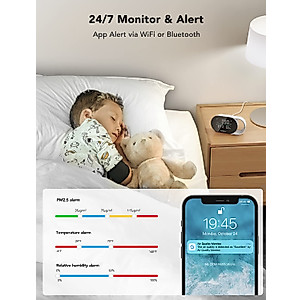 GoveeLife Smart Air Quality Monitor with PM2.5, WiFi, Temperature & Humidity Sensors, LED Display, 2s Refresh, 2-Year Data Storage, for Home & Office