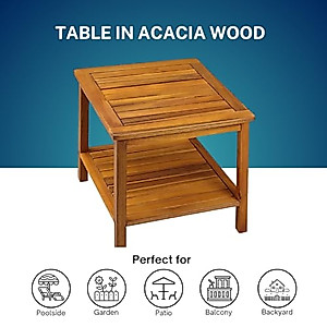 cucunu Outdoor Side Table 18x18 for Patio & Garden with Extra Storage - Small Adirondack Square Table Wooden End Table, Porch Tables