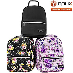 opux Premium Insulated Lunch Box for Boys, Girls | Durable Leakproof School Lunch Bag with Handle Clip, Mesh Pocket | Reusable Work Lunch Pail Cooler for Adult, Men, Women | Fits 14 Soda Cans (Black)