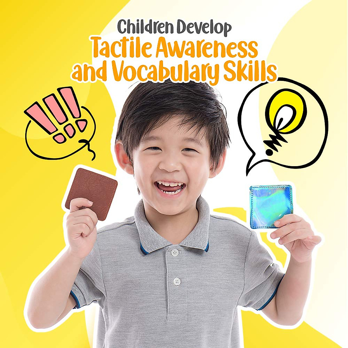 LITTLE CHUBBY ONE Sensory Textured Squares - Mini Pillows and Patches - Set of 20 Different Covered Squares Promotes Sensory Learning Motor Skills Tactile Awareness and Vocabulary Great Gift for Kids