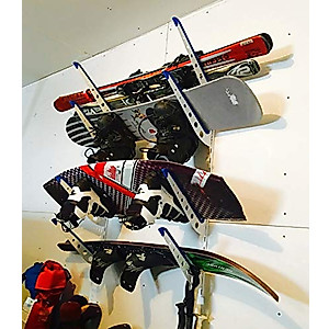 StoreYourBoard Adjustable Water Ski Wall Storage Rack, Holds 4 Sets of Skis, Garage Home Boathouse Organizer
