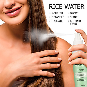 Rice Water For Hair Growth, All Natural Vegan Leave in Conditioner Spray Hair Care Products for Woman&Men, Biotin Infused Leave In Conditioner. Rice Water Hair Mist For Dry, Frizzy, Weak, Damaged Hair - Strengthen, Moisturize & Thicken Hair Naturally - 4o
