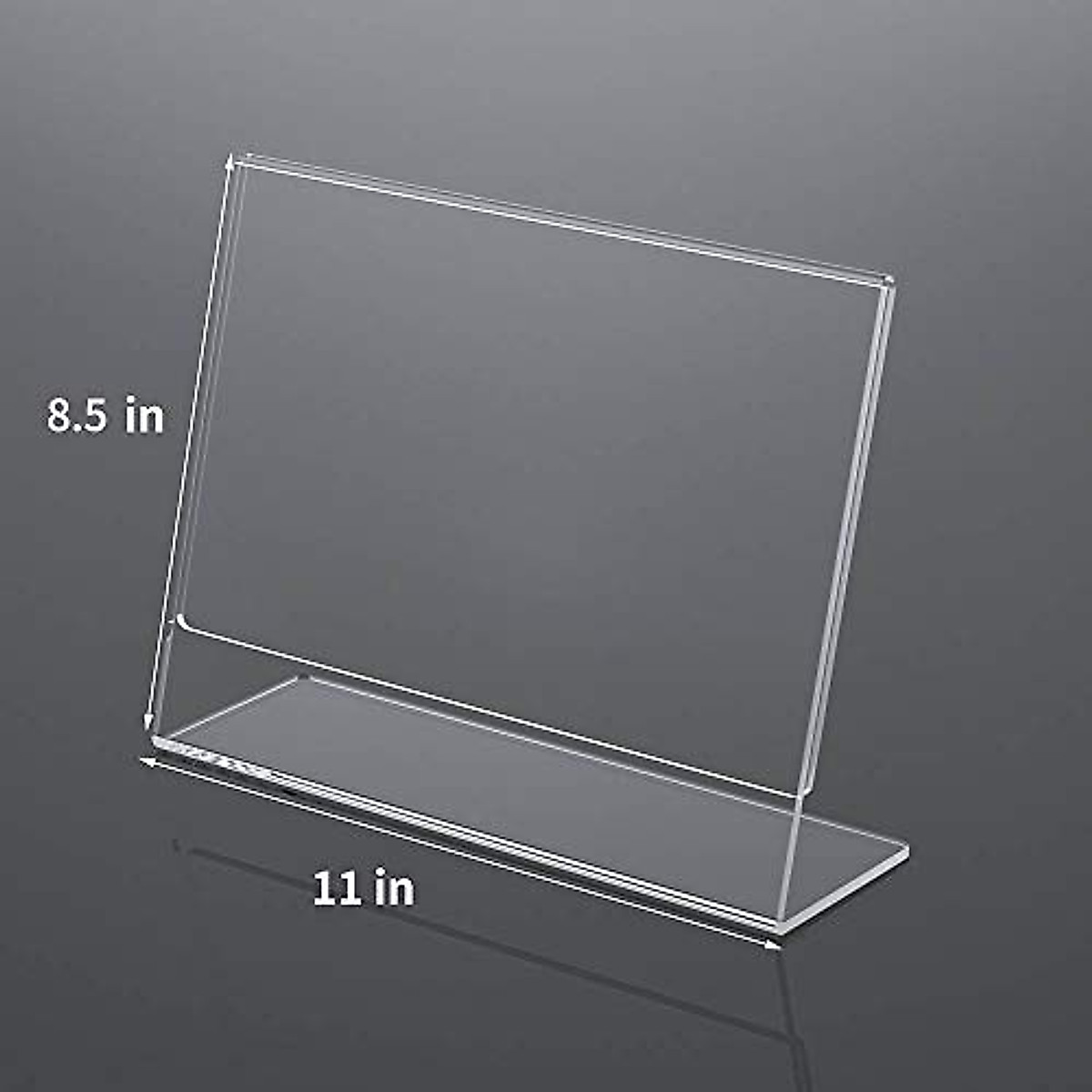 NIUBEE Acrylic Sign Holder 8.5x11 Inches 3 Pack Landscape, Slant Back Clear Paper Frames, Plastic Flyer Display Holder, Document Menu Table Stand for Office, Store, Restaurant -Horizontal