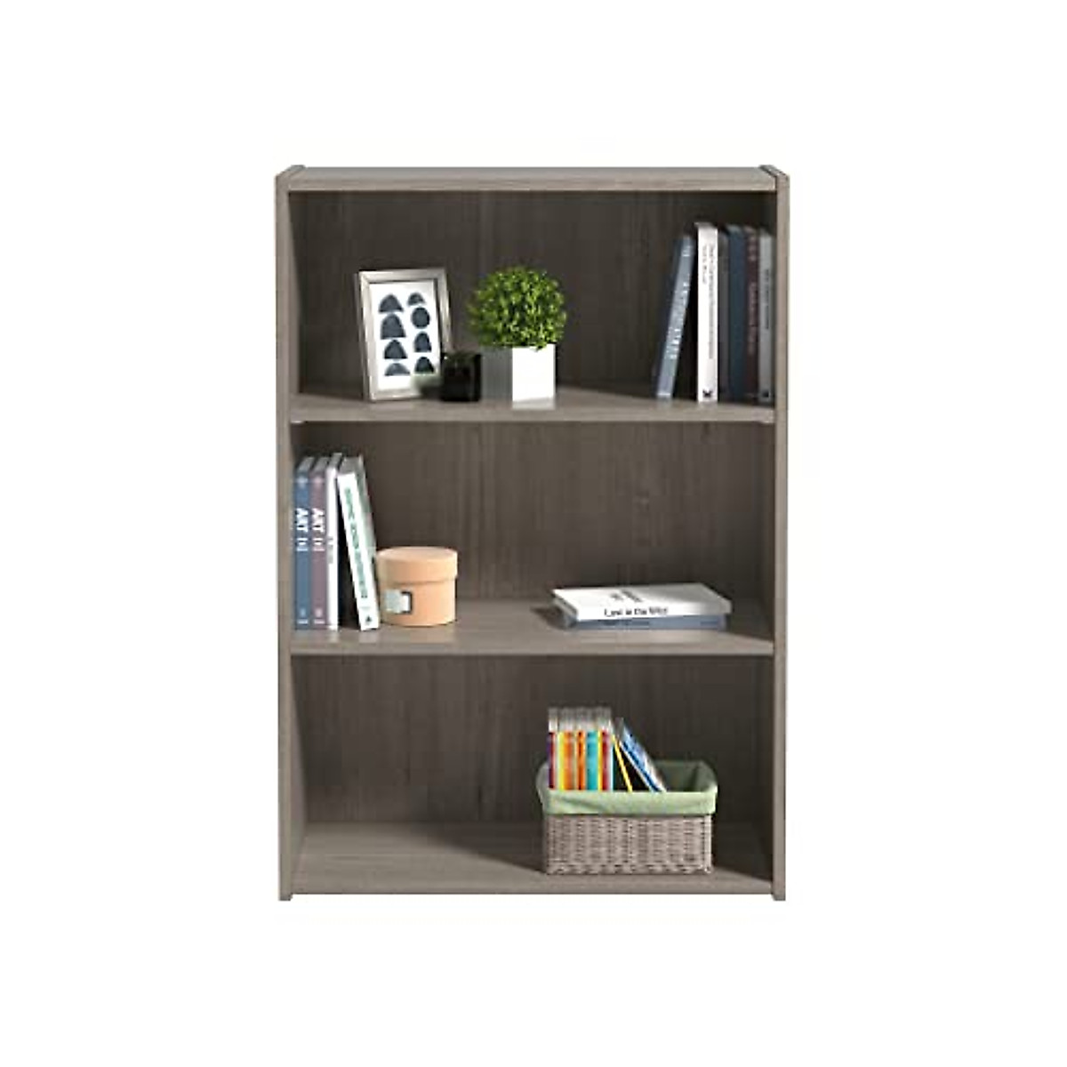 Sauder Beginnings Bookcase, L: 24.57" x W: 11.5" x H: 35.28", Silver Sycamore Finish
