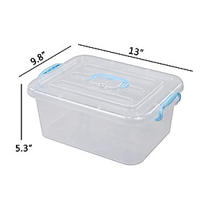 Ponpong 8 Quart Plastic Storage Container with Lid and Handles, 2 Packs