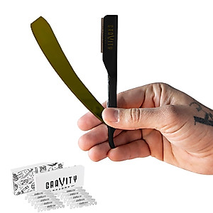 Professional Straight Razor - Ultra Exposed Straight Razor Kit with 10 Derby Premium Blades, 2mm Exposed (Kingsman)