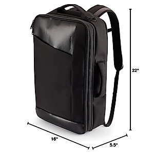 SLAPPA Pivot Expandable 18.4" Laptop Backpack + Shoulder bag - Checkpoint Friendly - Fits 17", 18" and 18.4" Laptops
