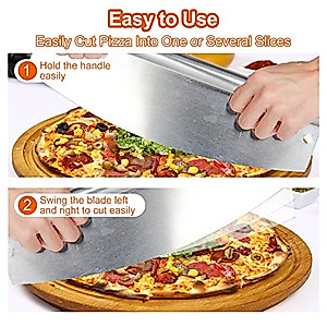 Supercenter Pizza Cutter Sharp Rocker Blade Stainless Steel Pizza Slicer Knife with Plastic Blade Cover, 14-inch Large Pizza Cutter Rocker for Kitchen Tool Accessories